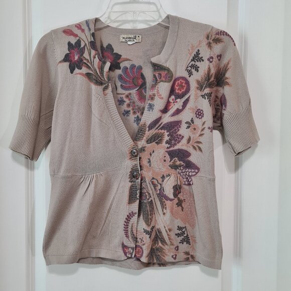ONE WORLD | Sweaters | One World Short Sleeve Printed Cardigan Sweater ...